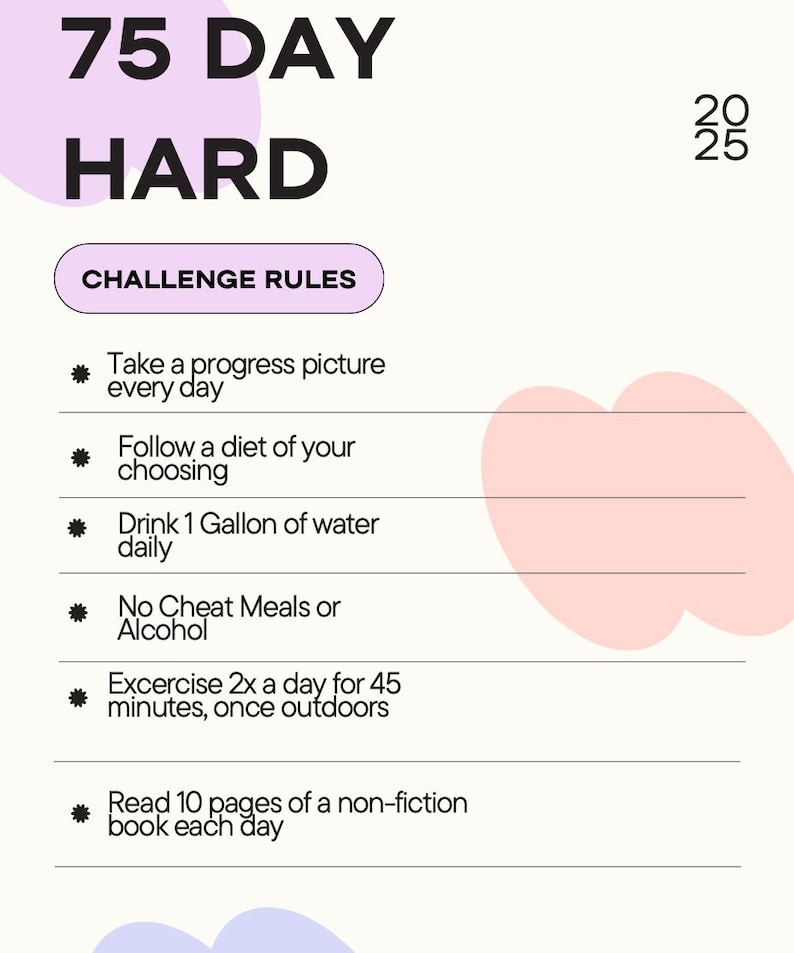 75 Day Hard Guide & Calendar - Etsy
