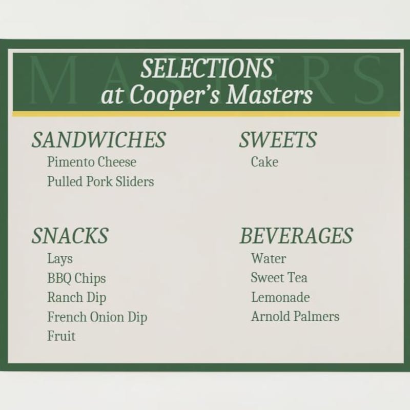 Masters Menu Template - Etsy