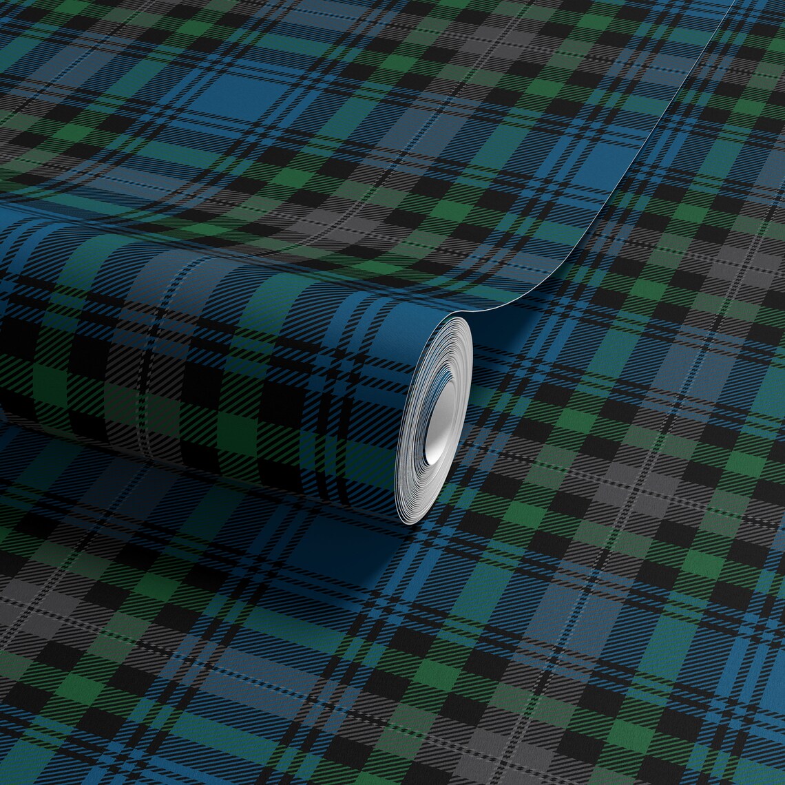 Dark Blue Green Tartan Wallpaper | Removable Peel & Stick Fabric ...