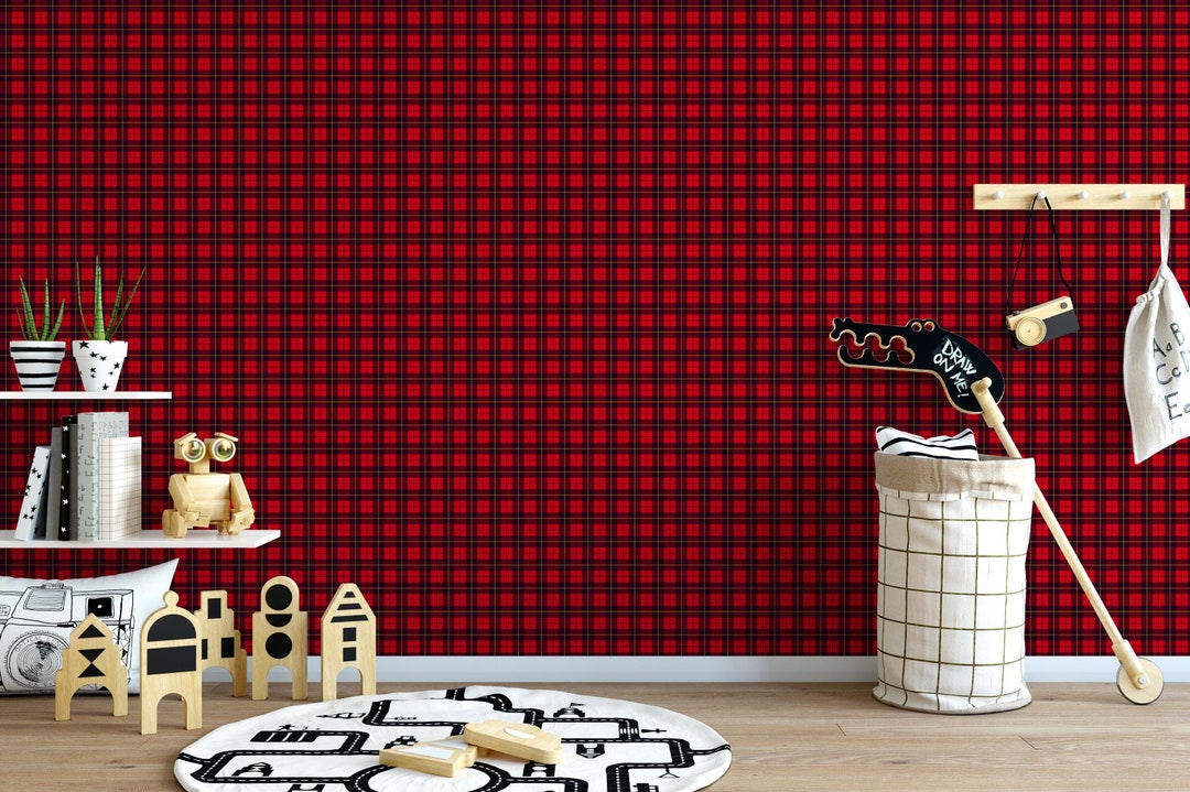 Wallace Clan Tartan Wallpaper: Red Plaid, Removable Fabric & Canvas - Etsy