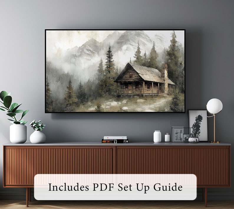 Mountain Cabin Retreat Samsung Frame TV Art Rustic Lodge Digital ...