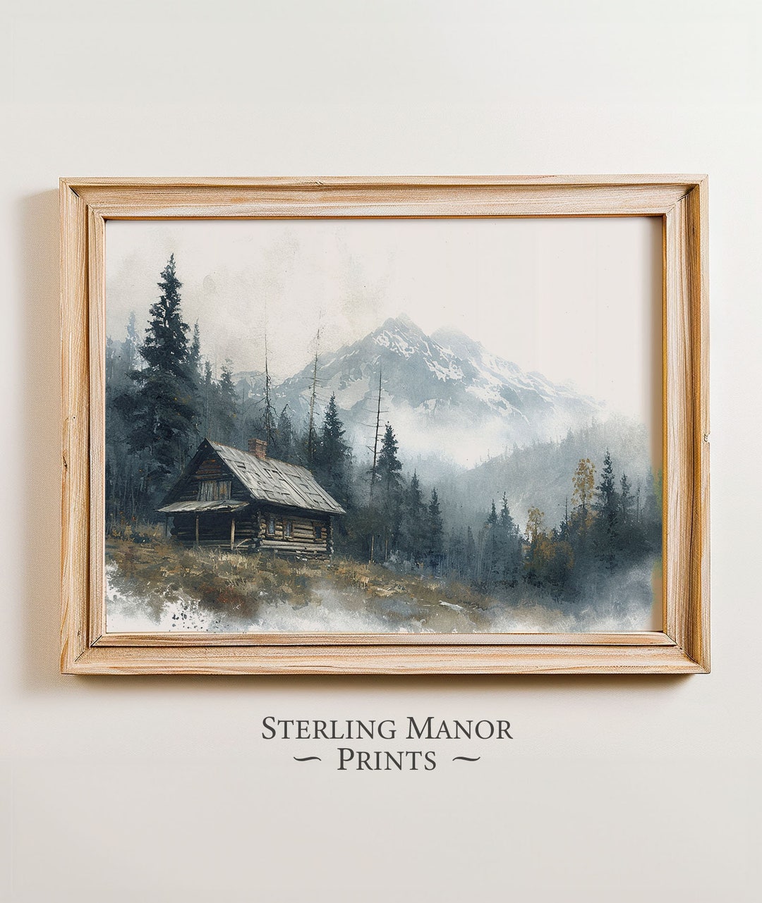 Mountain Cabin Wilderness Alpine Lodge Wall Art Rustic Decor Printable ...