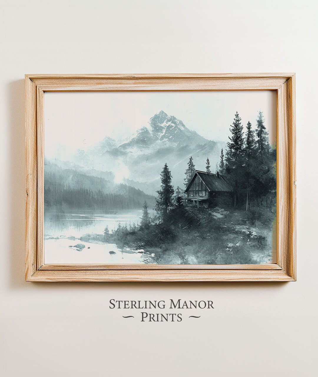 Mountain Cabin Lakeside Tranquil Retreat Wall Art Rustic Home Decor ...