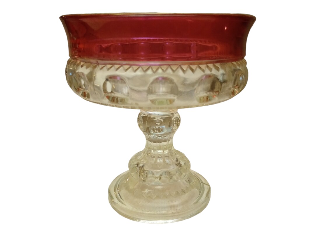 Vintage 1920's Indiana Glass Colony Ruby Red Thumbprint 7 1/2 Wedding ...