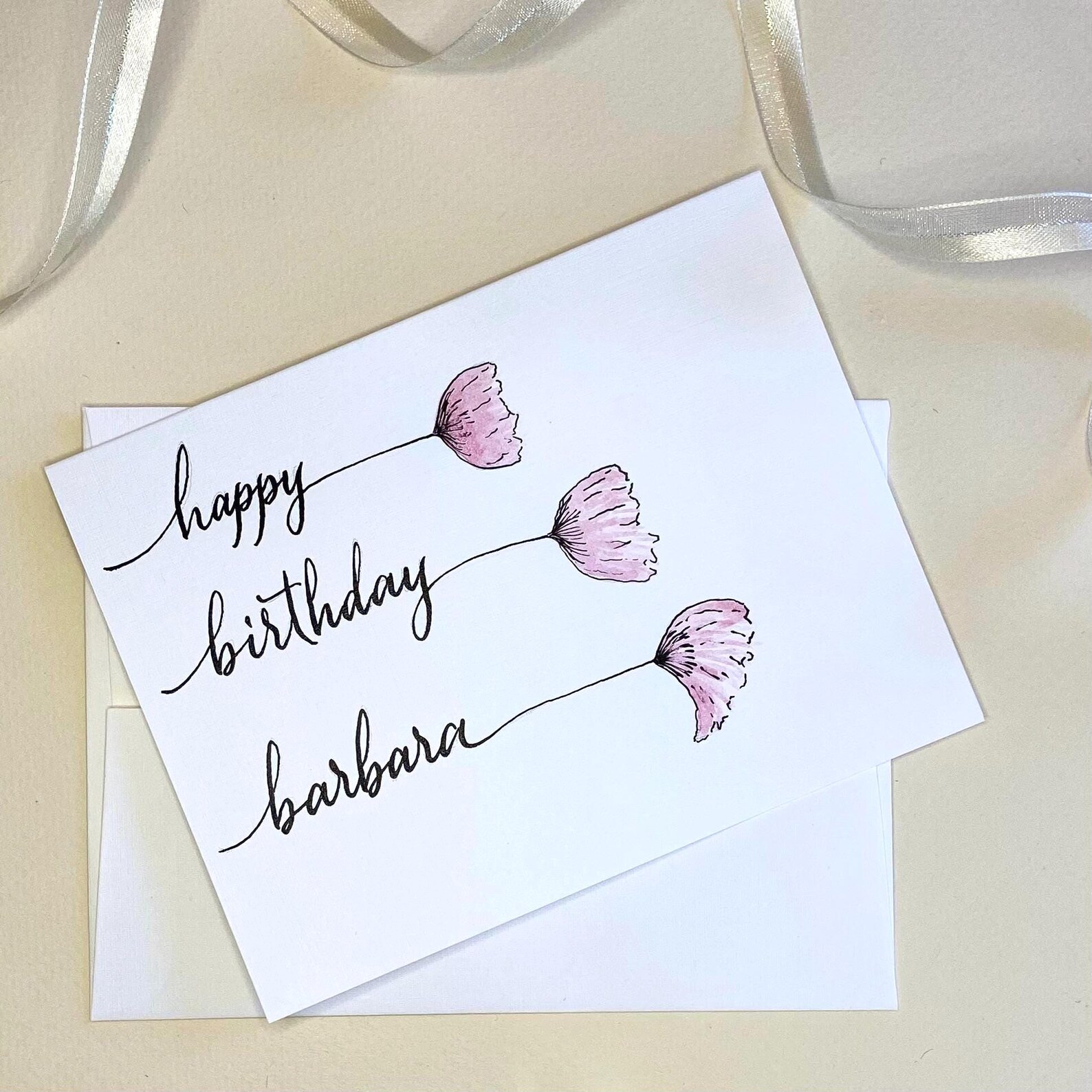 Personalized Birthday Card: Handmade Calligraphy & Watercolor, A2 Size ...
