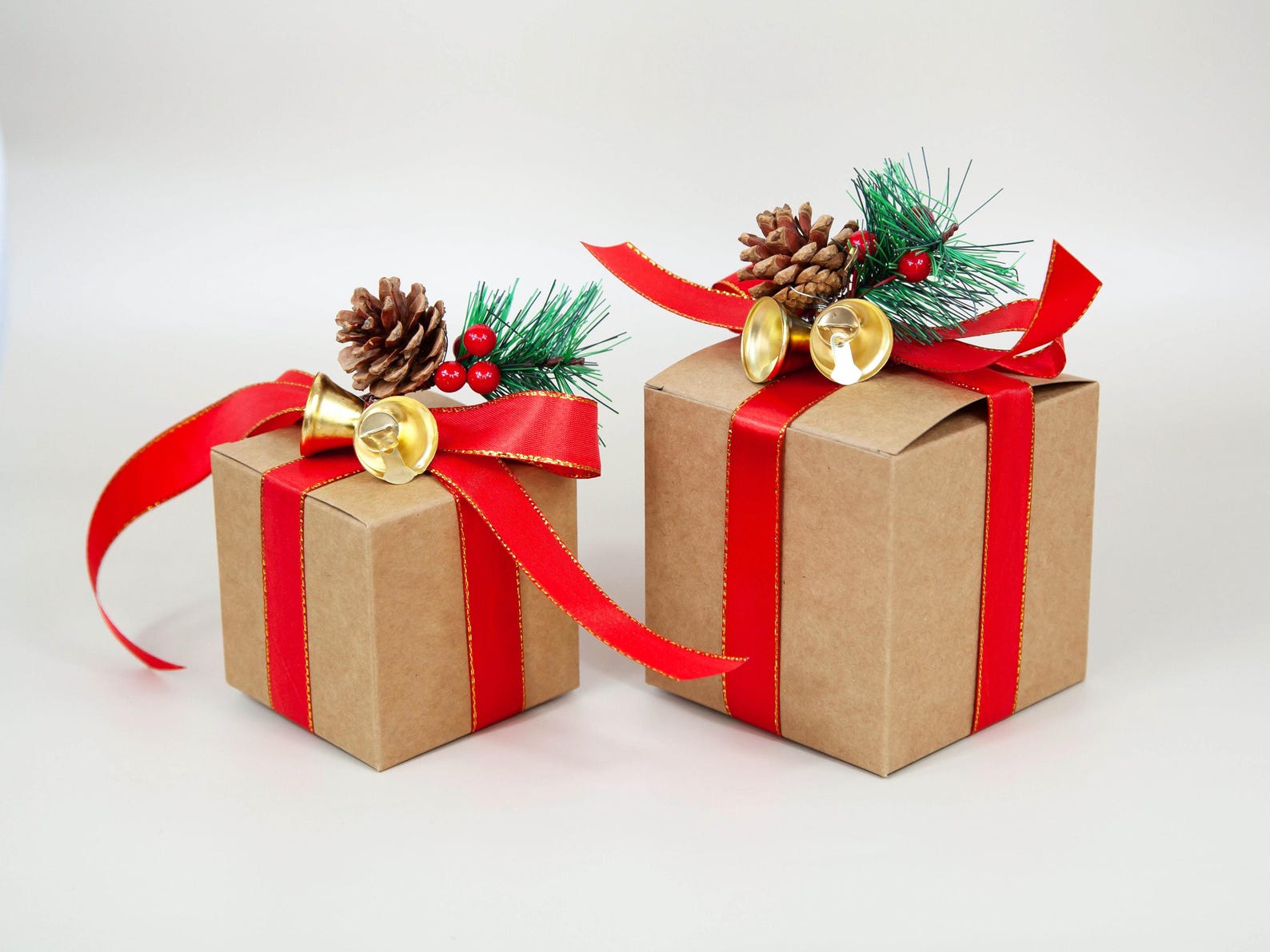 5 Pcs Christmas Kraft Gift Boxes With Decor and Ribbon, Personalized ...