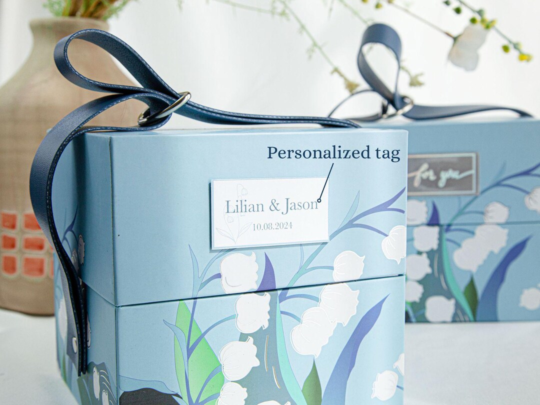 Blue Bluebell Flower Gift Box, Personalized Gift Box, Blue Gift Box ...