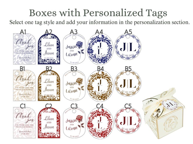 Set of 10 Gold Foil Wedding Favor Boxes With Satin Ribbon - Etsy