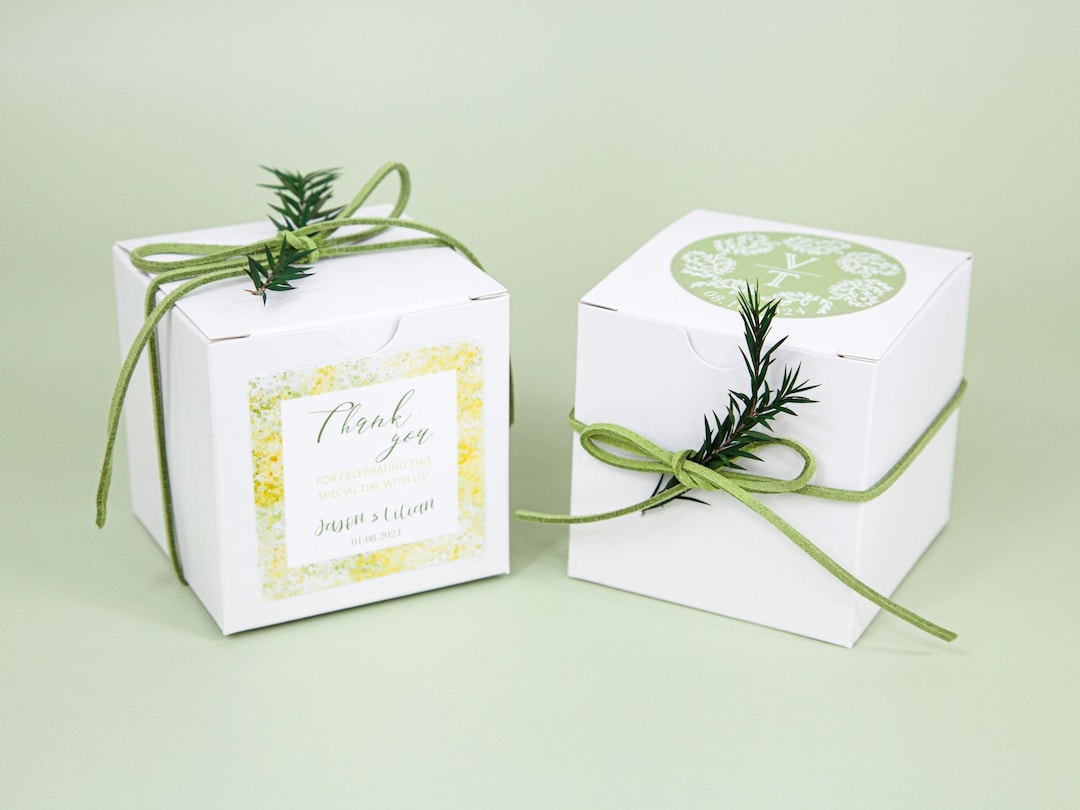 5 PCS Personalized Wedding Favor Boxes With Preserved Melaleuca ...