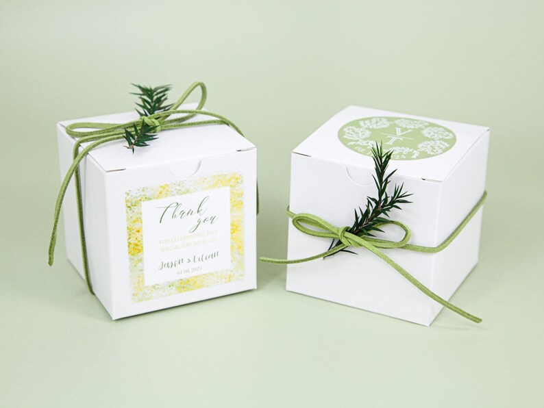 5 PCS Personalized Wedding Favor Boxes With Preserved Melaleuca ...