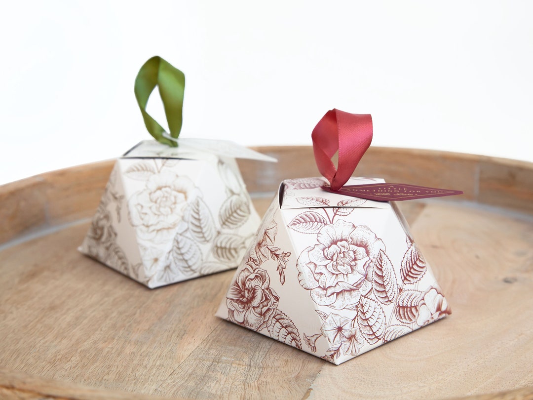 10 Pcs Rose Diamond Favor Boxes, Floral Candy Boxes, Diamond Favor ...