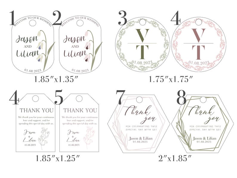 Set of 10 Floral Wedding Favor Boxes With Personalized Tag, Party Candy ...