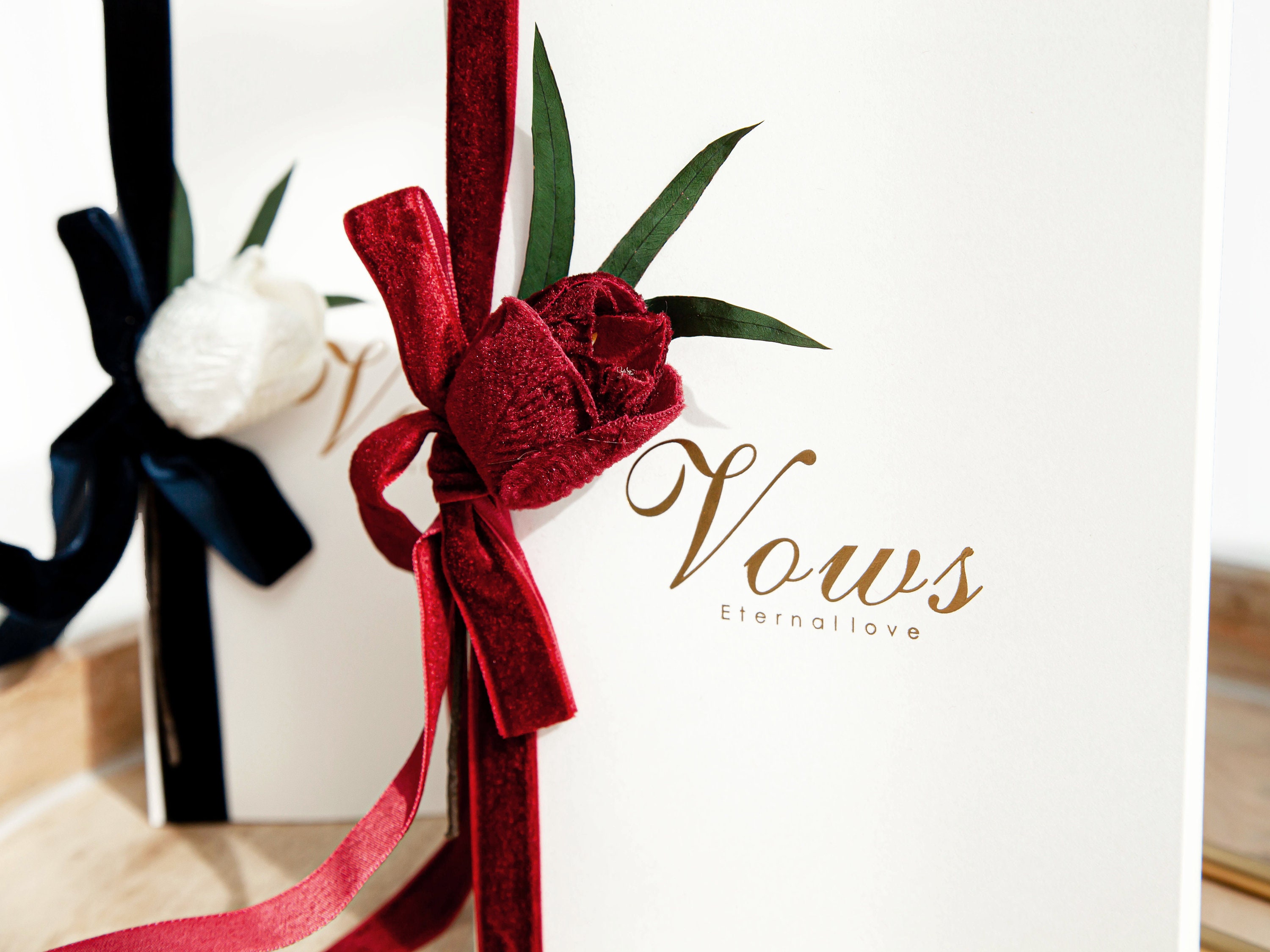 Velvet Rose Vow Cards, Wedding Vow Cards Set of 2, Fabric Flower Vow ...