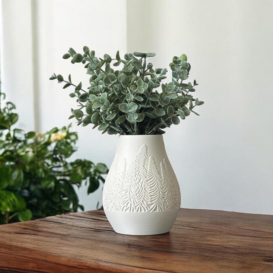 Snowy Pine Tree Vase for Dried or Artificial Flowers | Natural Rustic ...