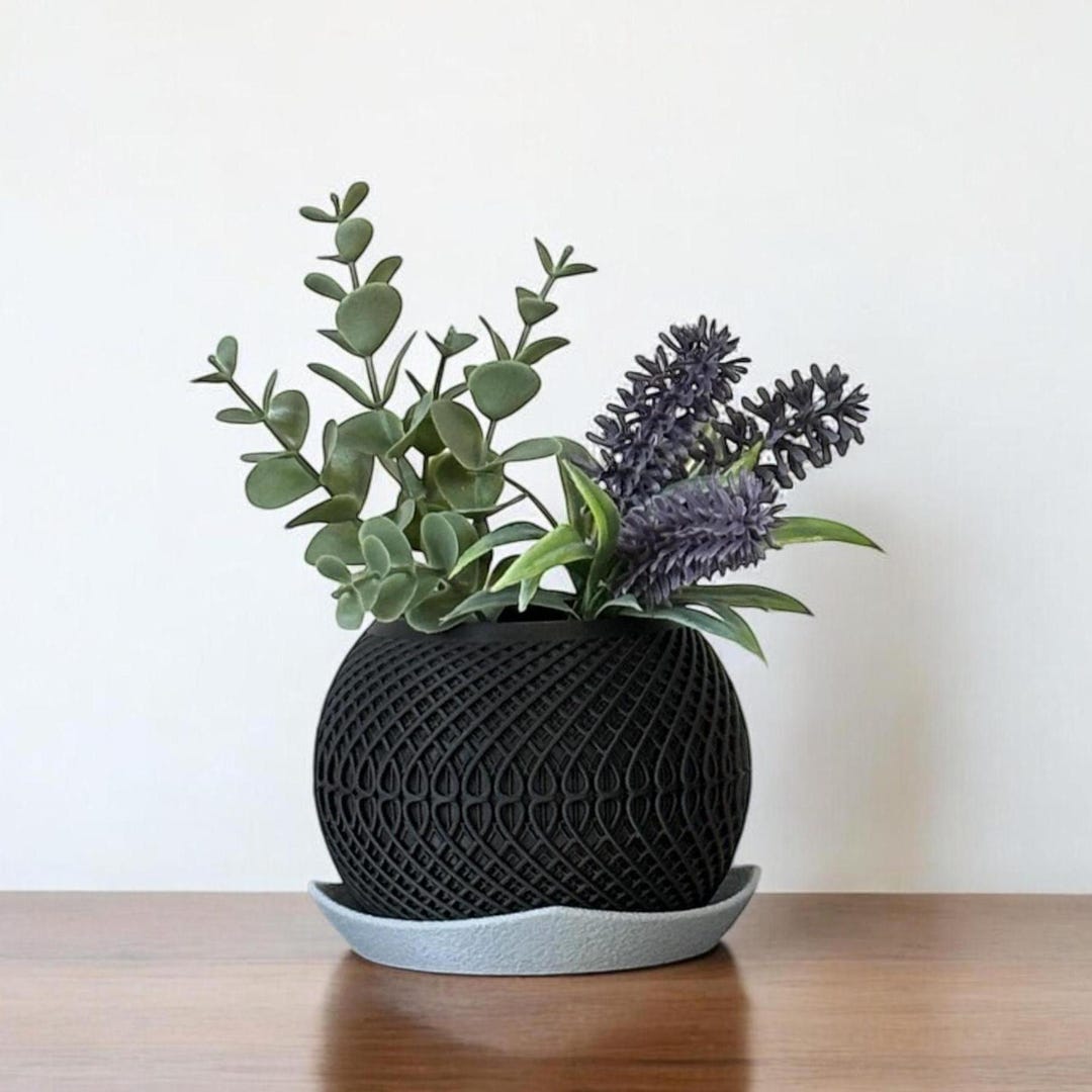 Black or Gray Flower Pot | 20 Colors Available | Modern Minimalist ...