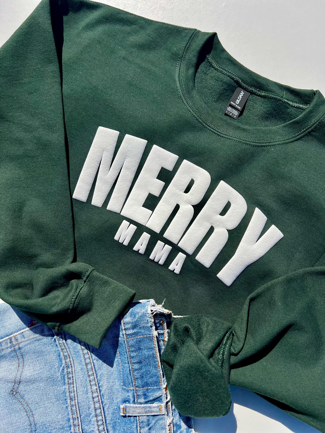 Custom Christmas Merry Mama Puff Vinyl Sweatshirt - Etsy