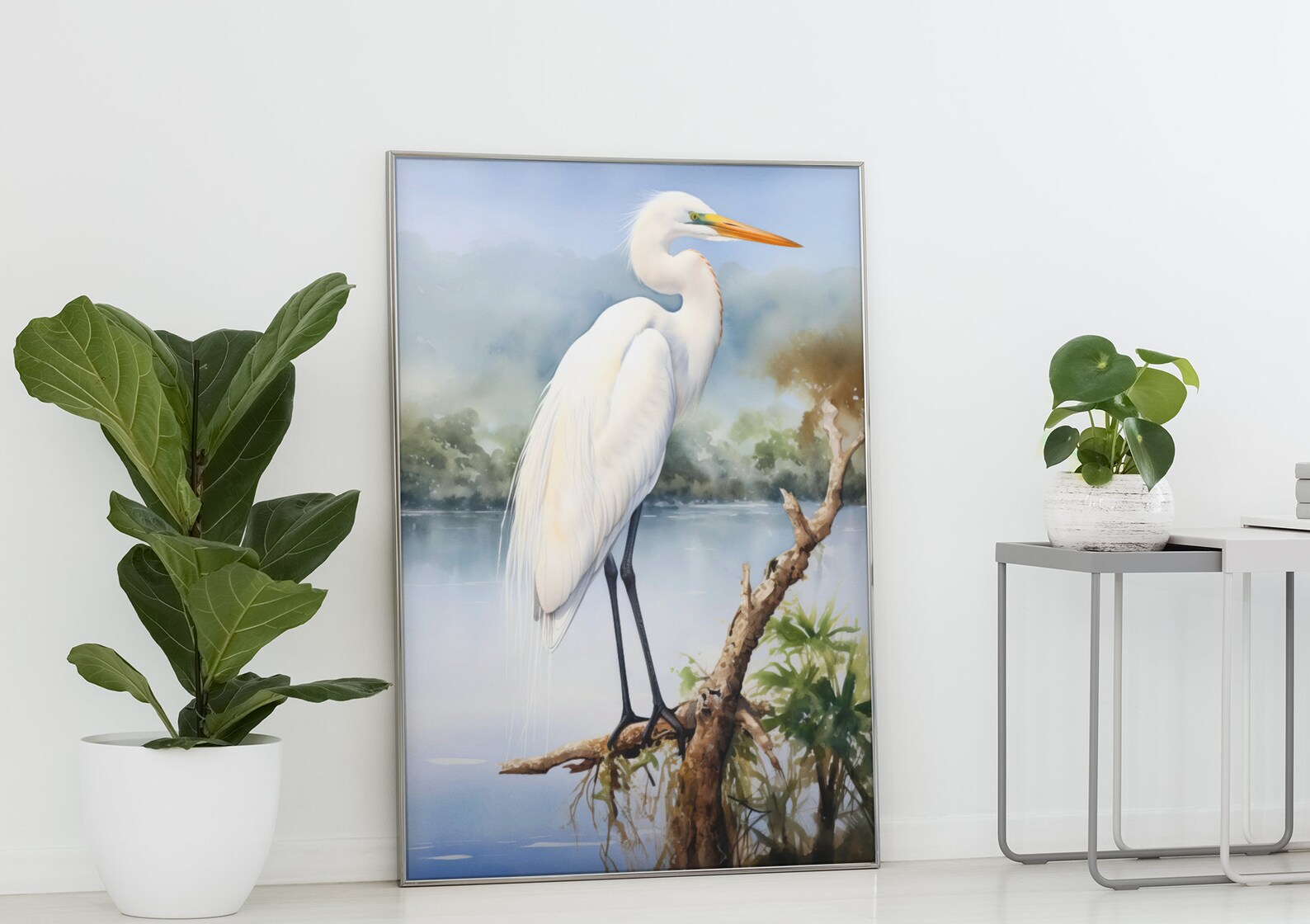 Great Egret Digital Download Art, Great Egret, Great Egret Painting ...