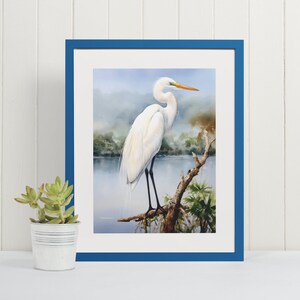 Great Egret Digital Download Art, Great Egret, Great Egret Painting ...