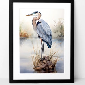 Great Blue Heron Digital Download Art, Audubon Birds, Wetlands, Marsh ...