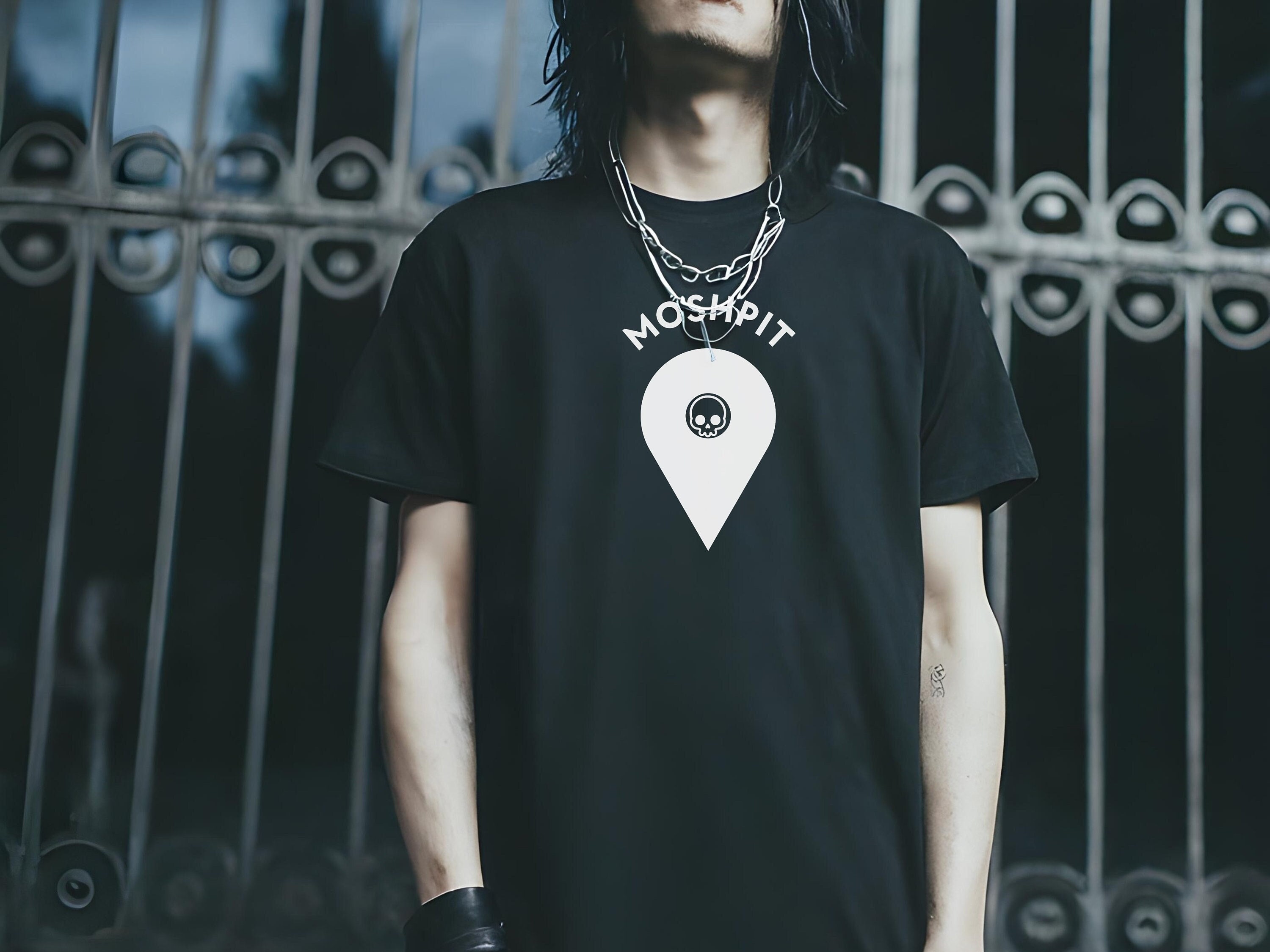 Mosh Pit Skull Map Pin Tee, Alt Punk Heavy Metal Concert Shirt - Etsy