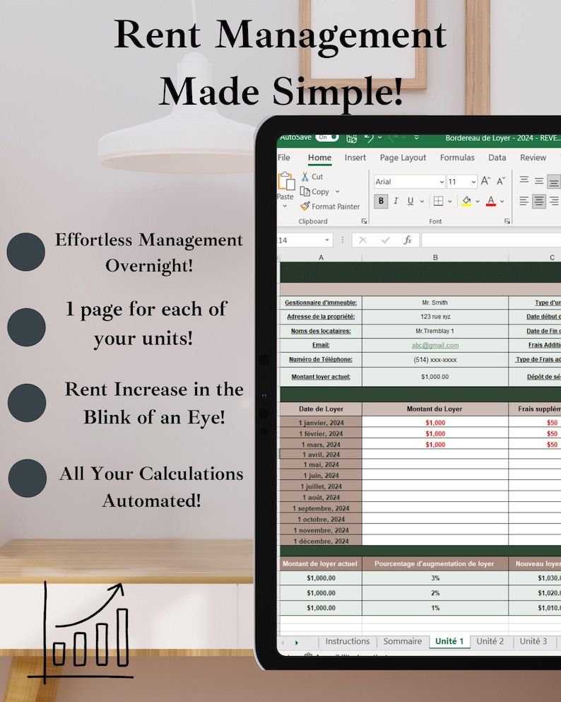 Landlord Excel Rent Tracker Rental Income Tracker Rental Spreadsheet 1 ...