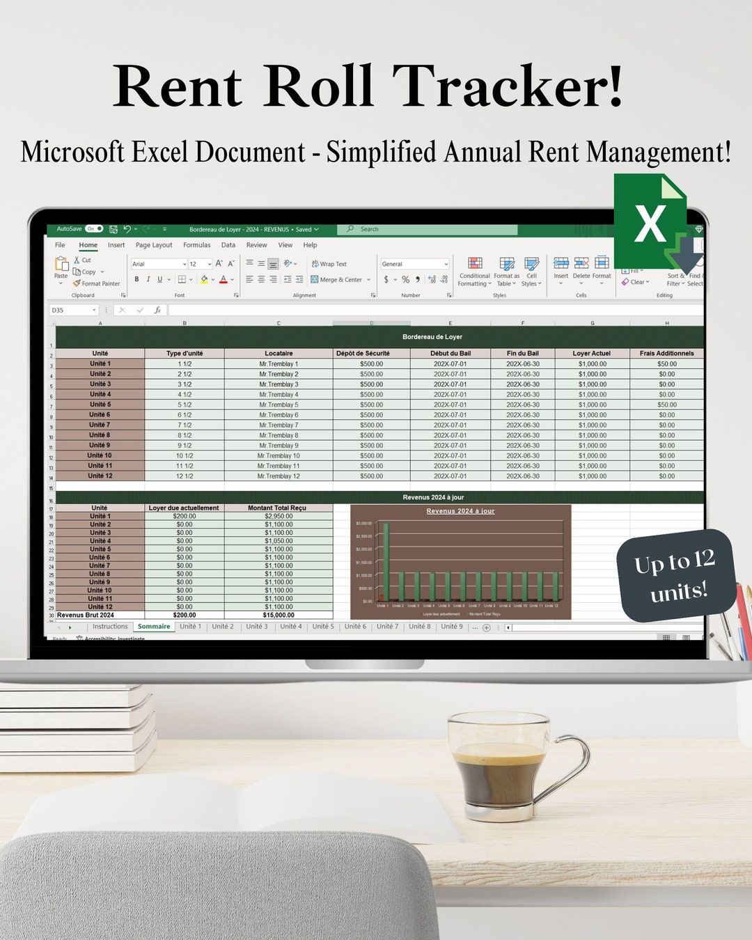 Landlord Excel Rent Tracker Rental Income Tracker Rental Spreadsheet 1 ...