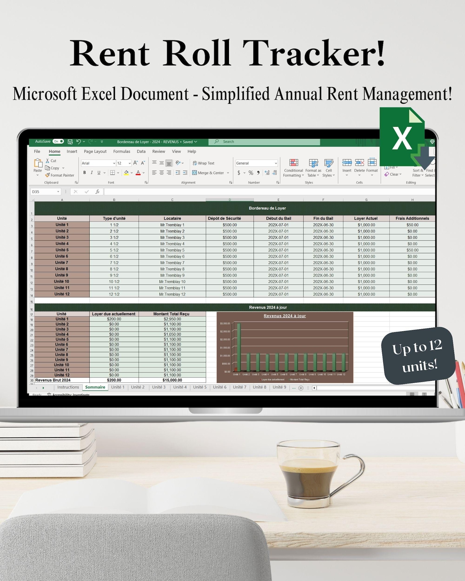 Landlord Excel Rent Tracker Rental Income Tracker Rental Spreadsheet 1 ...