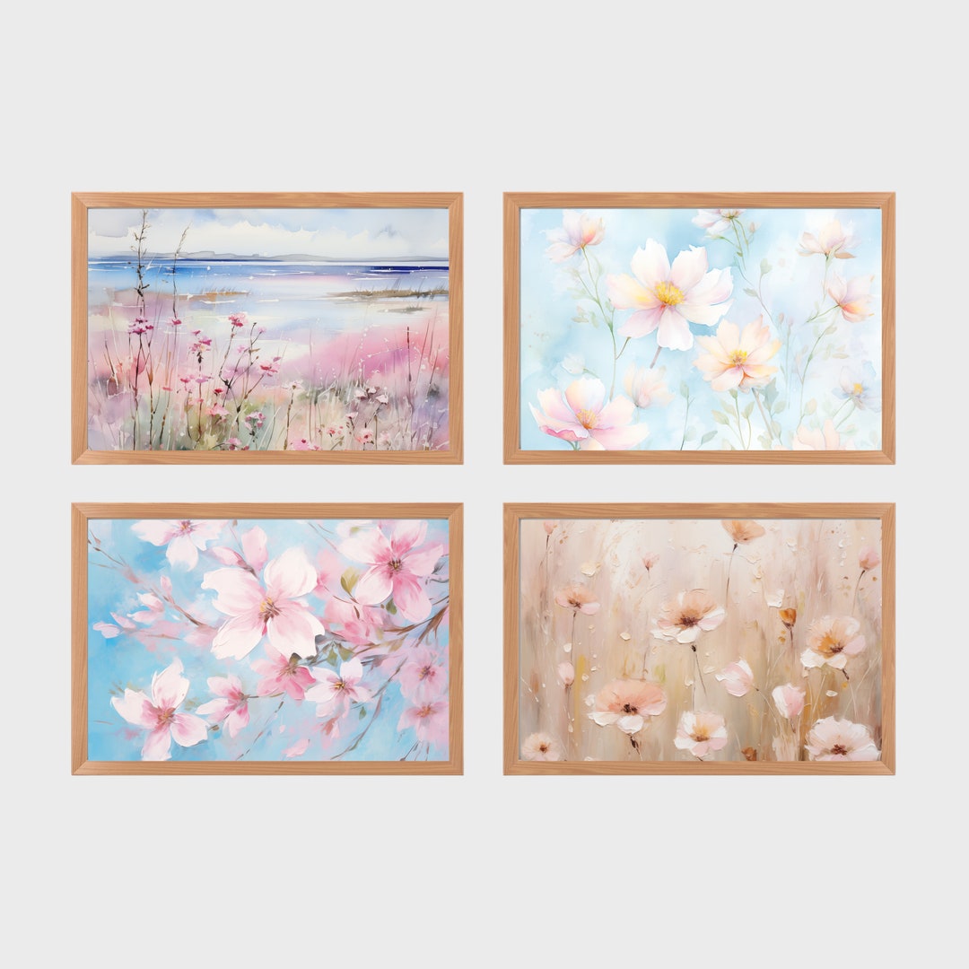 Pink Flowers Print Set | PRINTABLE | Pink | Flowers | Art Prints | Set ...