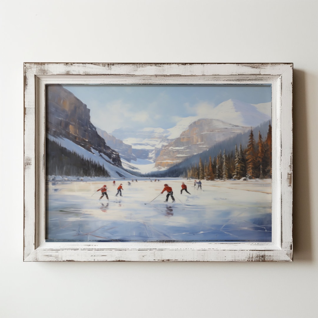 Frozen Lake | PRINTABLE | Hockey Art | Outdoor Rink | Ice Skating ...