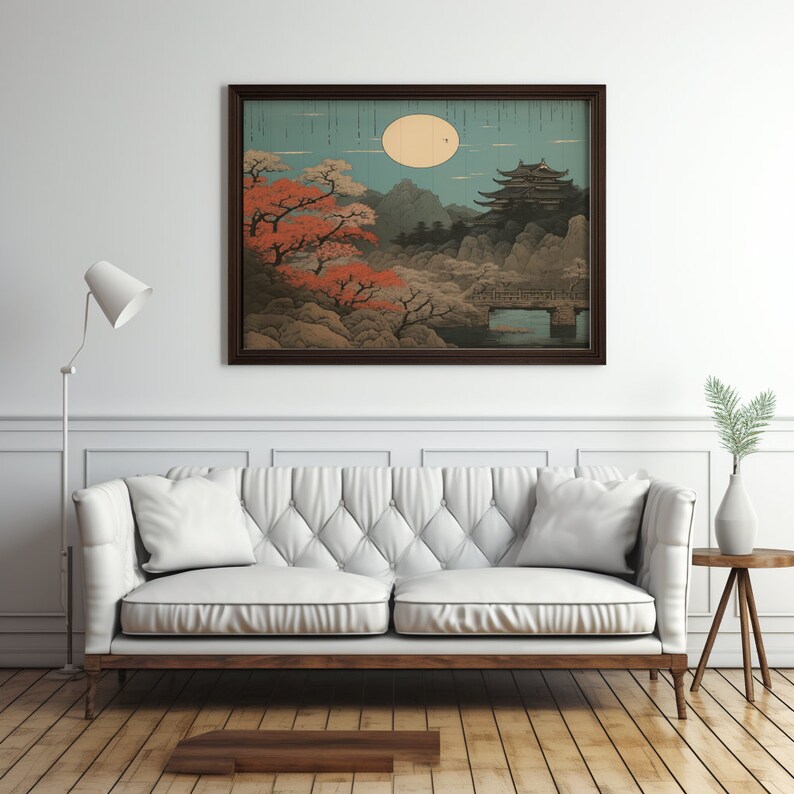 Moon Printable Hasui Kawase Studio Ghibli Japan Nature Scenery Digital ...
