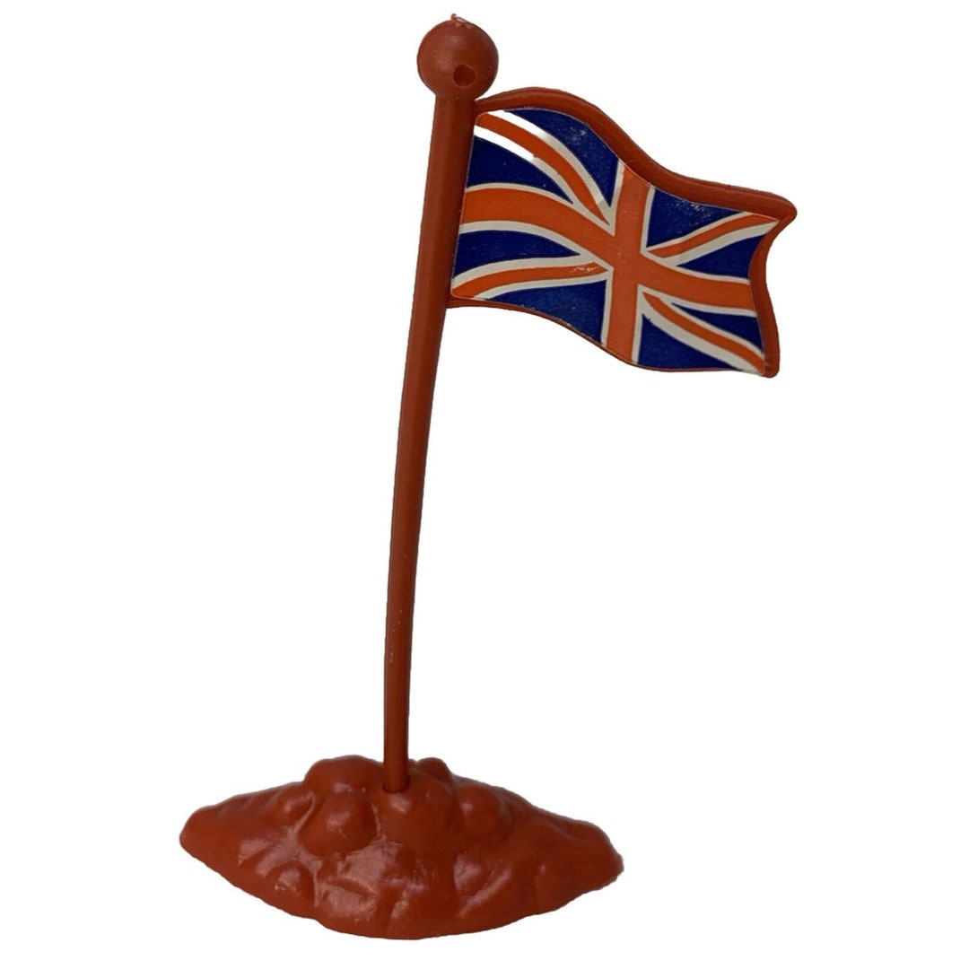 VTG 1/72 Scale British WWII Army Plastic Toy Flag on Ground Stand Red ...