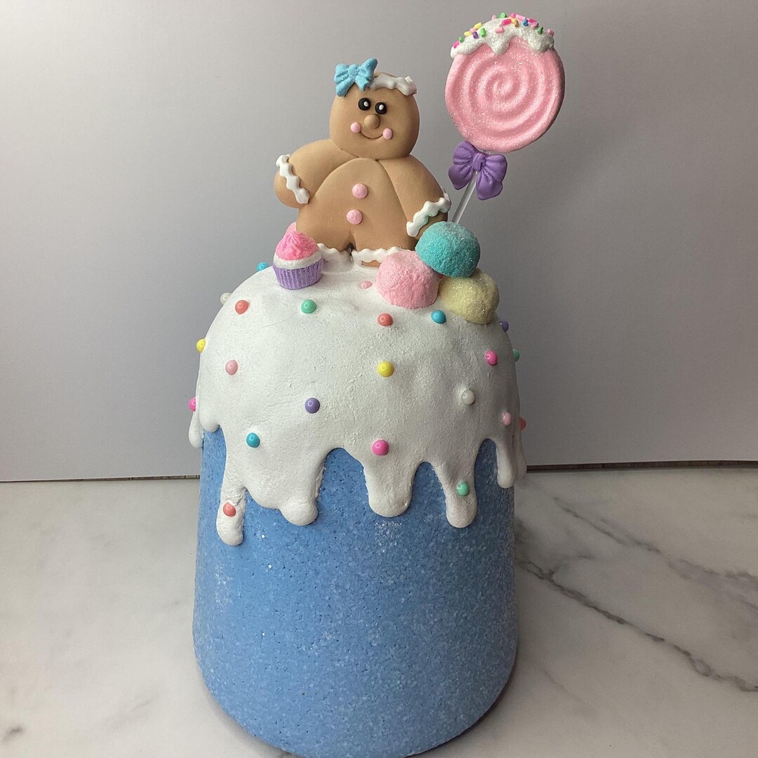 Handmade Blue Gumdrop Gingerbread Christmas Decor (12" Tall) - Etsy
