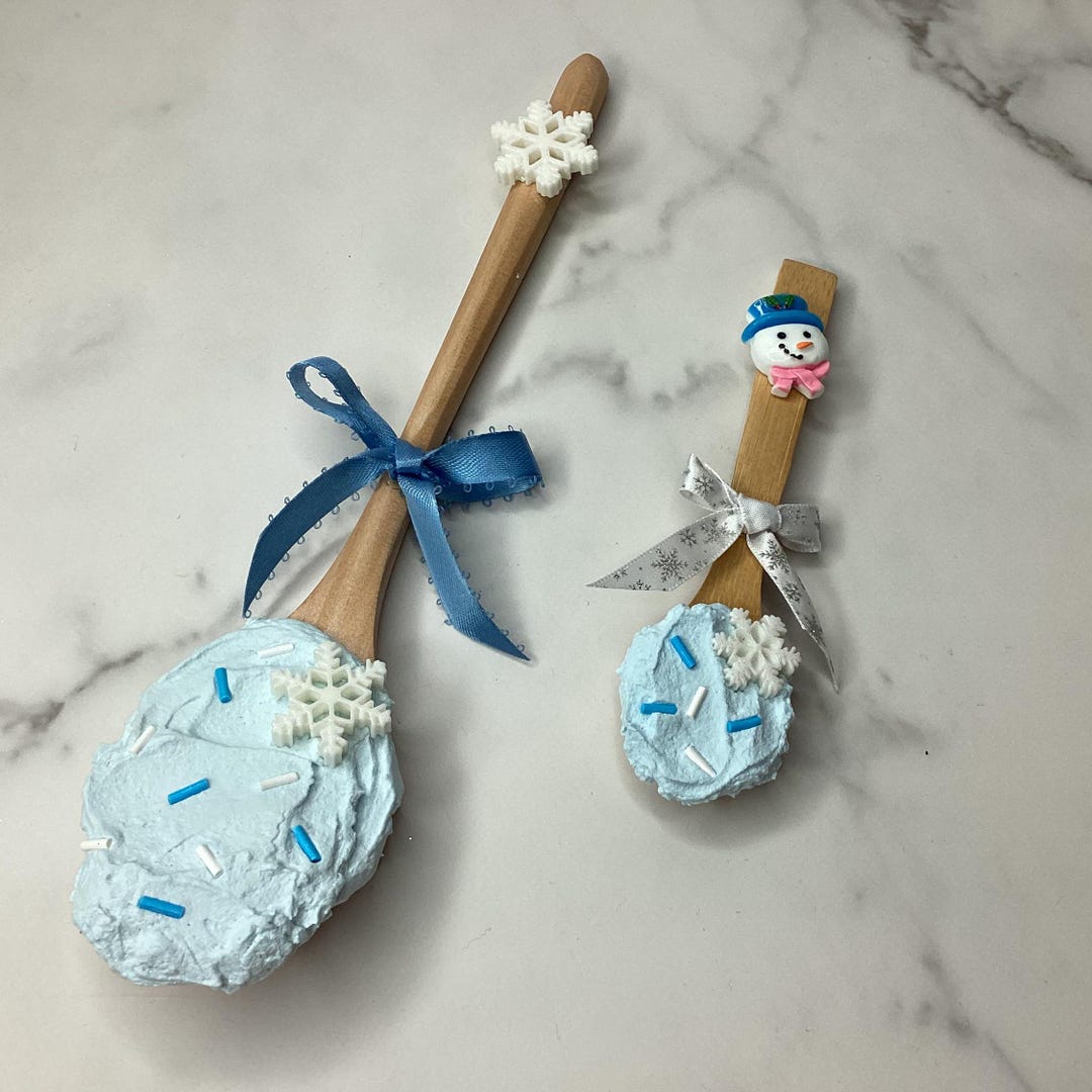 Fake Frosting Batter Spoon Snowflake Snowman - Etsy