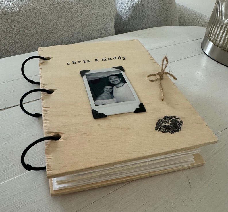 Wooden Scrapbook Cover With Interactive Page Ideas For Him Anniversary Scrapbook One Year