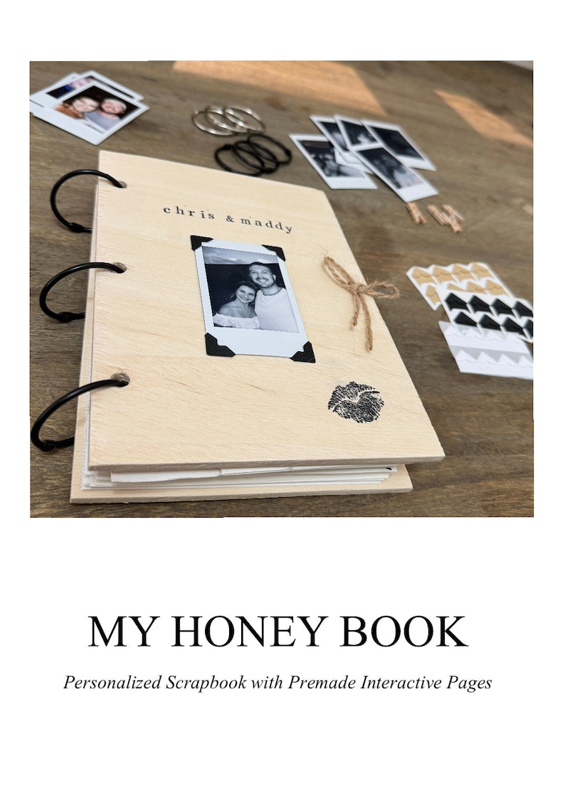 Custom Wooden Cover Scrapbook: Interactive Pages, Anniversary Keepsake ...