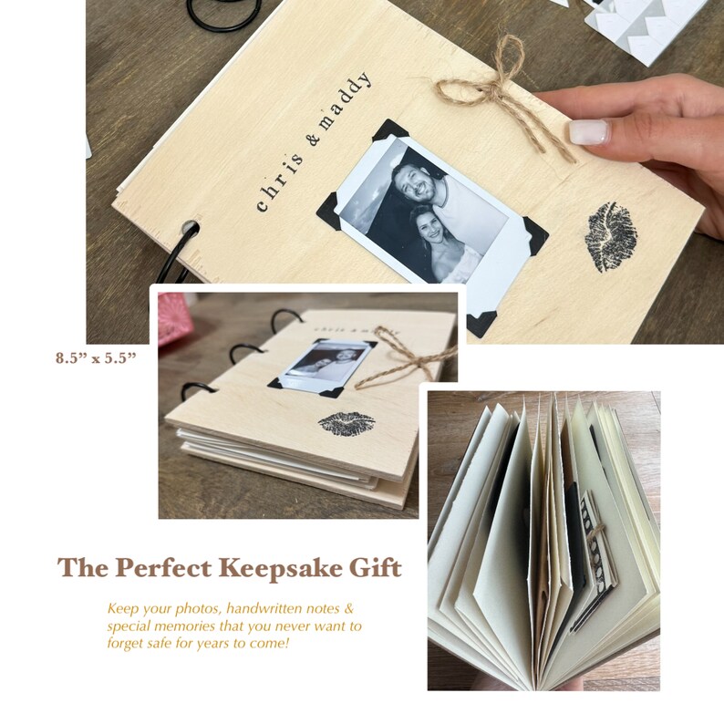 Personalized Wood Cover Scrapbook Album: Interactive Memory Keepsake ...