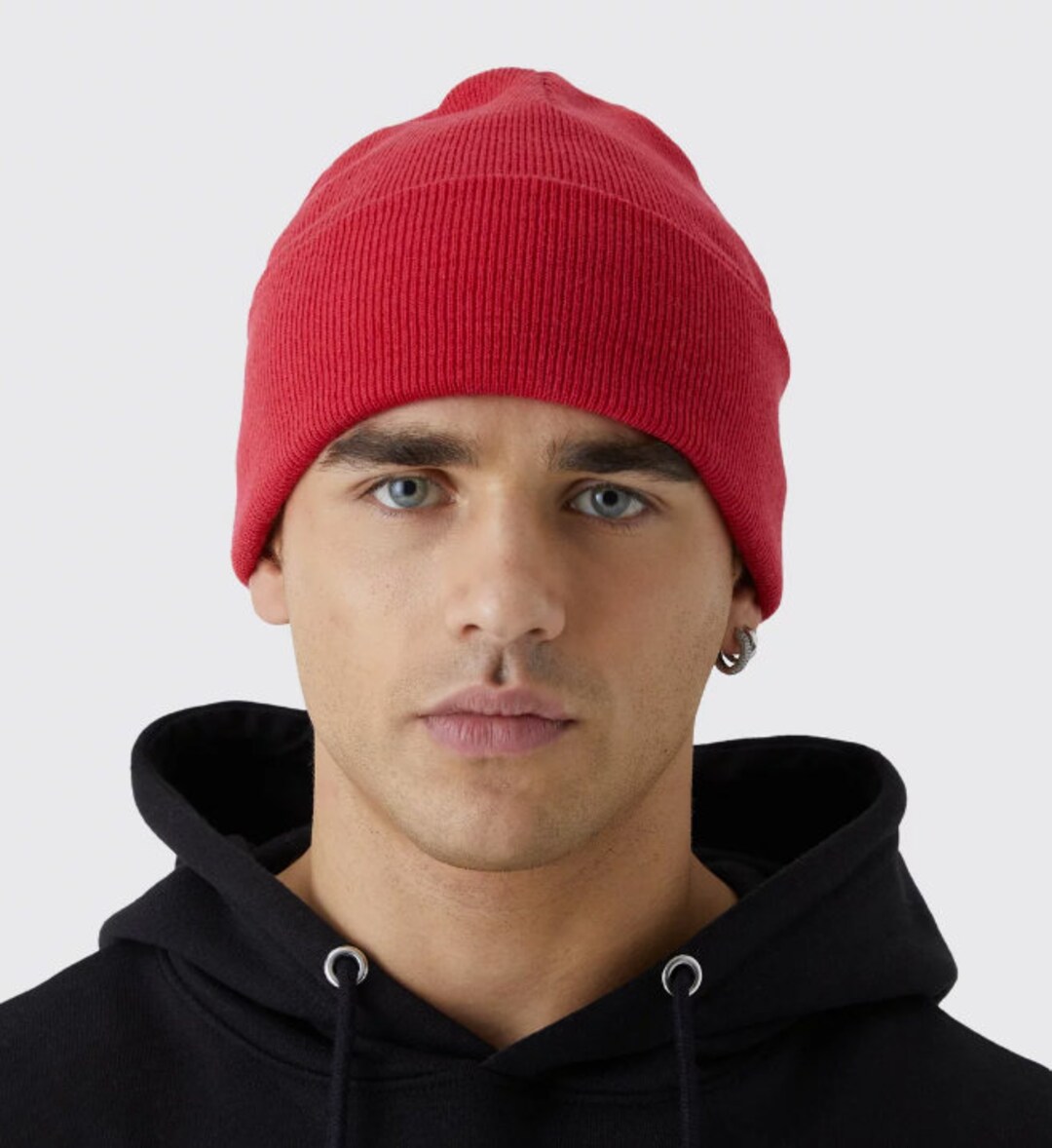 Flat Knit Red Beanies From Boohooman - Etsy
