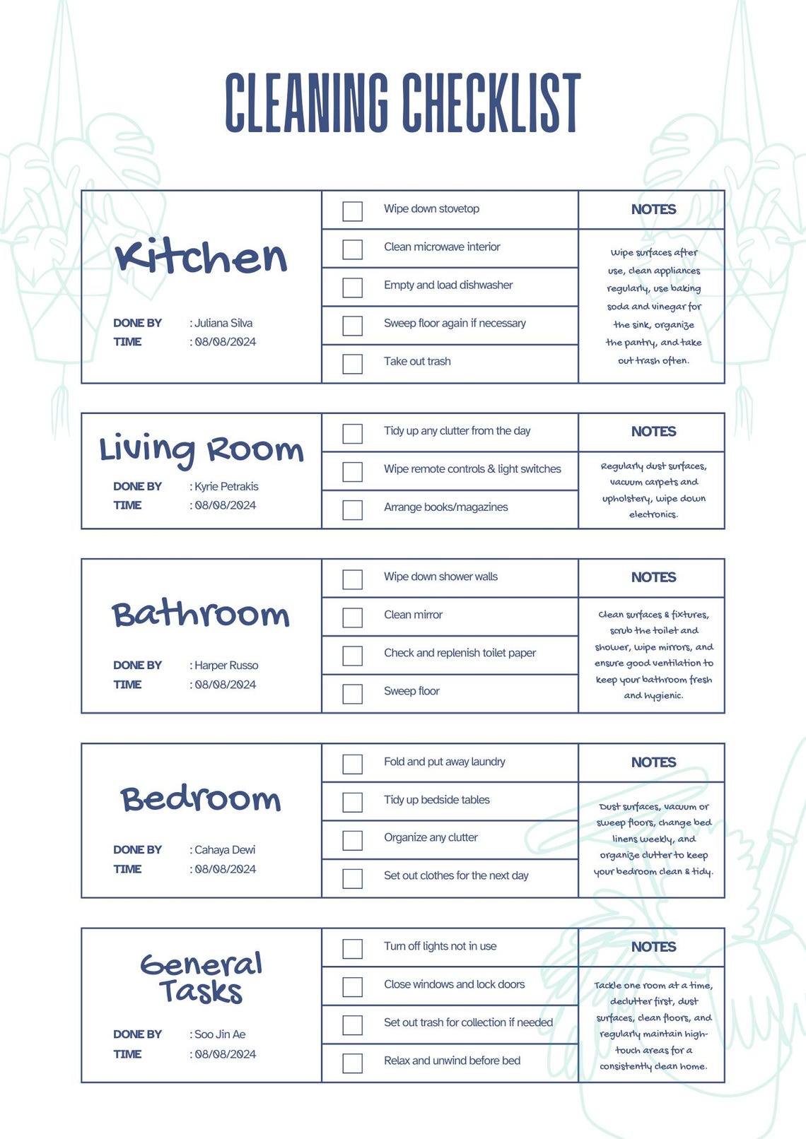 Editable Printable Cleaning Checklist. Roommate Dorm Room Cleaning ...