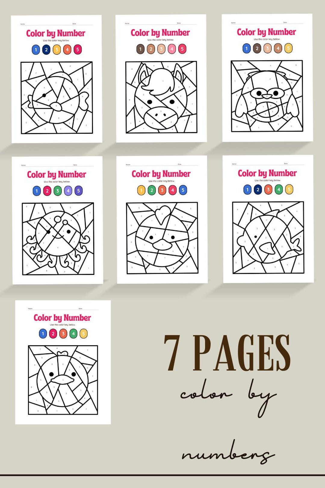 Color by Numbers Activity Sheets, Coloring Book Sheets, School Activity ...