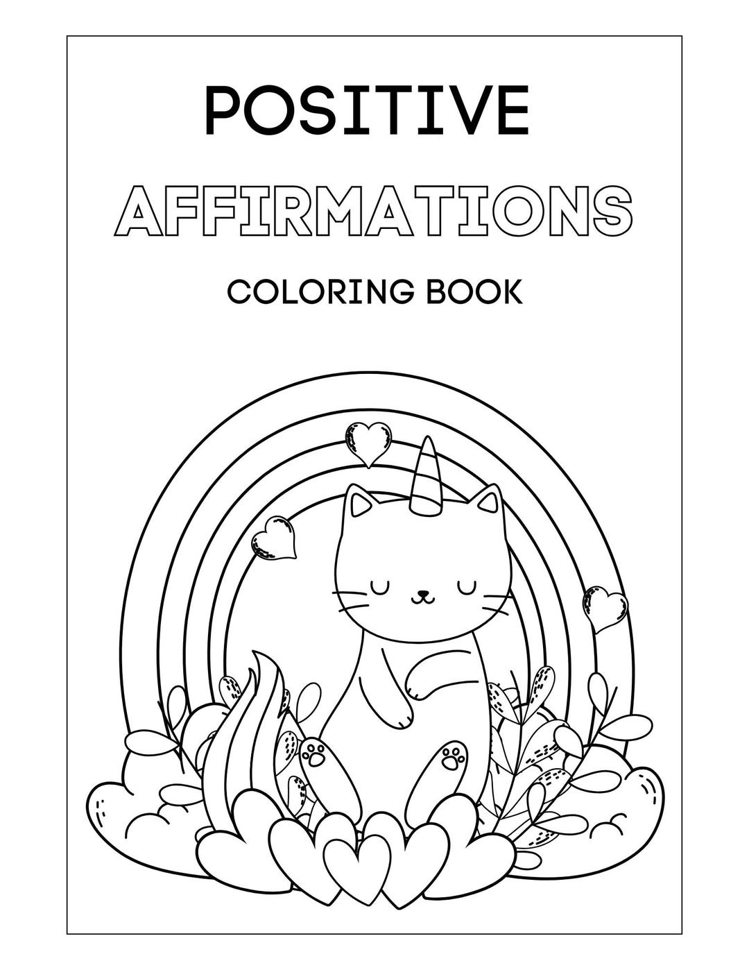 Cute Cat Positive Affirmations Coloring Book 19 Pages Positve Quotes - Etsy
