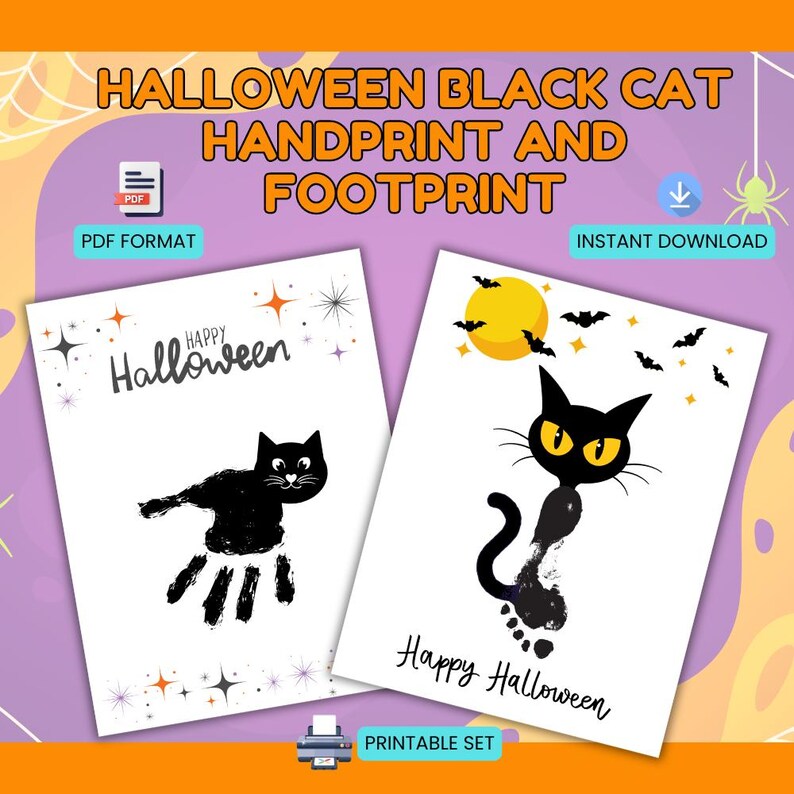 Halloween Black Cat Handprint and Footprint Craft Kids' Halloween ...