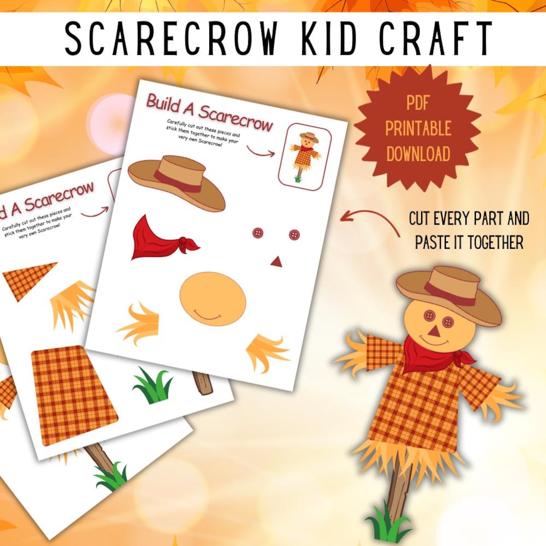 Scarecrow Craft Printable Fall Cut and Paste Activity for Kids DIY ...