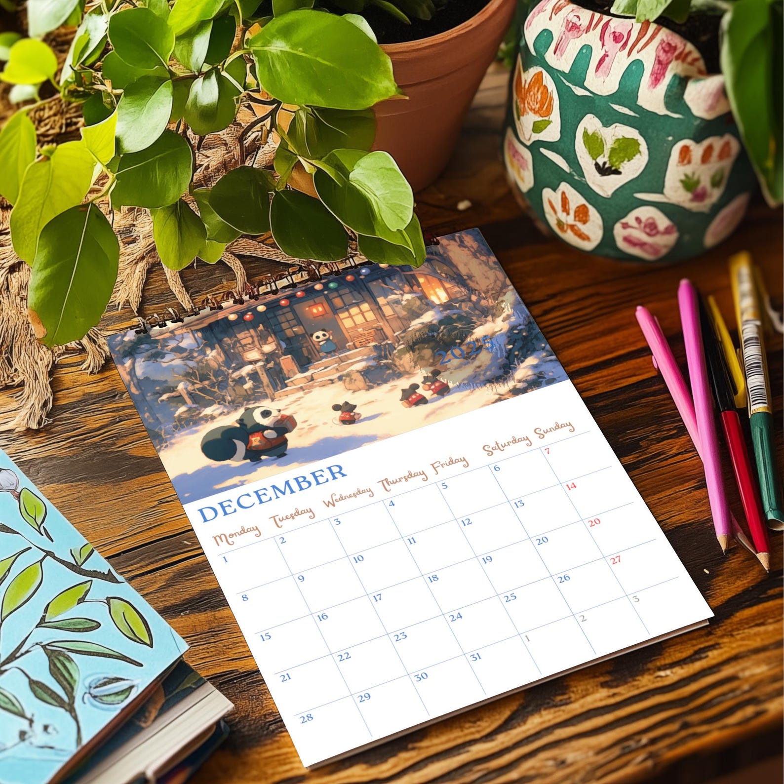 2025 Calendar Vertical Images Digital Art Print Whimsical Design Cute ...