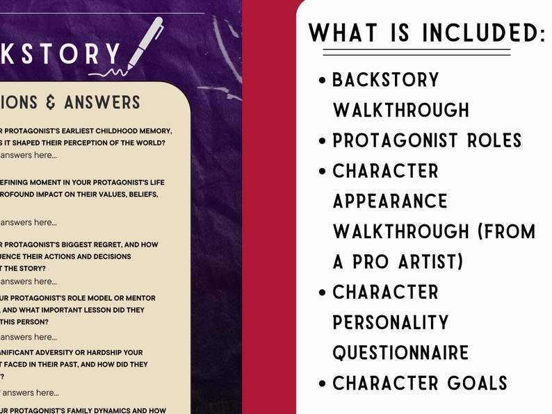 Editable Main Character Template for Writers Protagonists Character ...