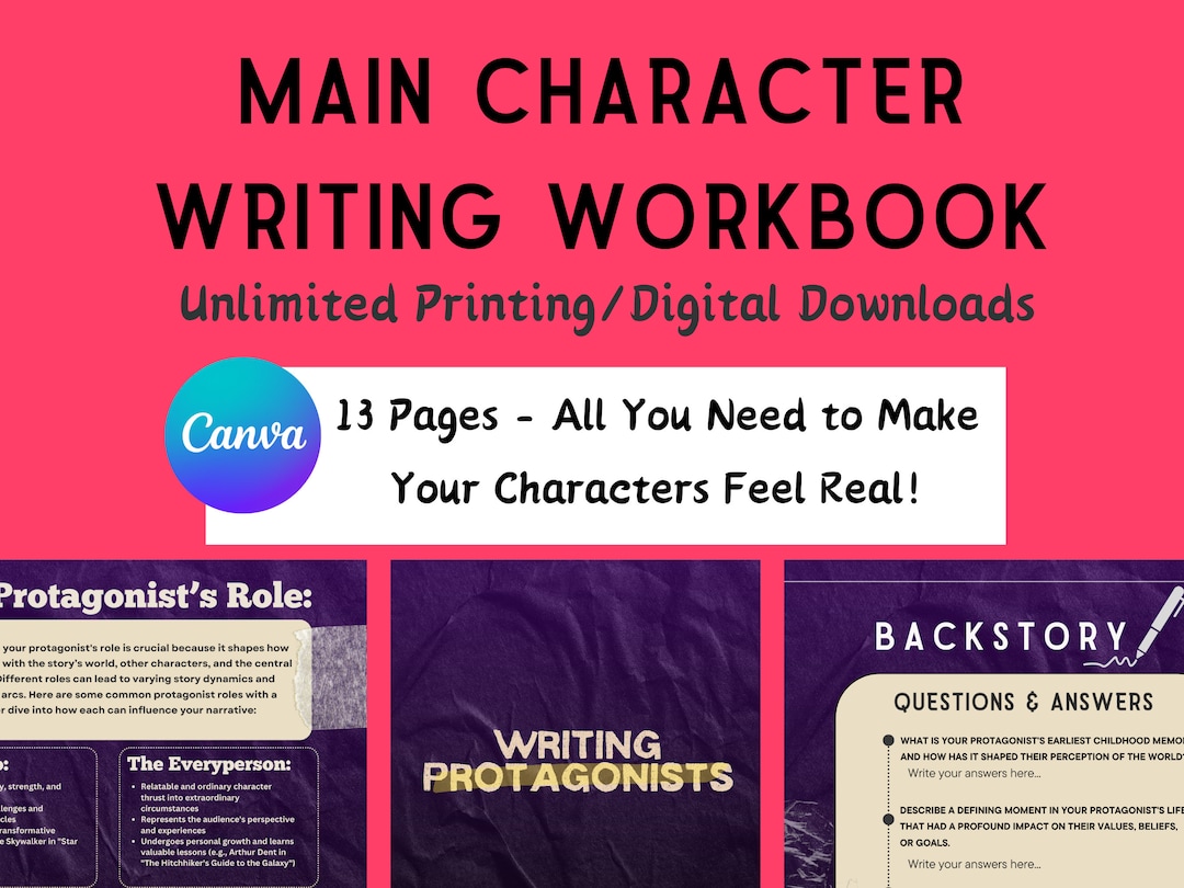 Editable Main Character Template for Writers Protagonists Character ...