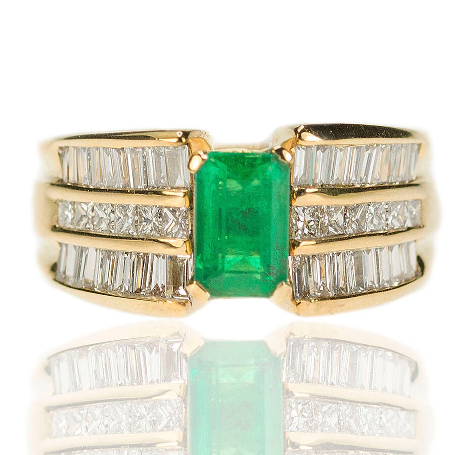 14k Emerald Ring - Etsy