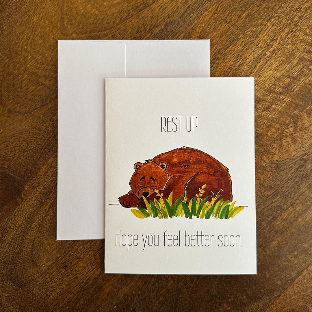 Get Well Card rest Up. Hope You Feel Better Soon. Greeting Card - Etsy