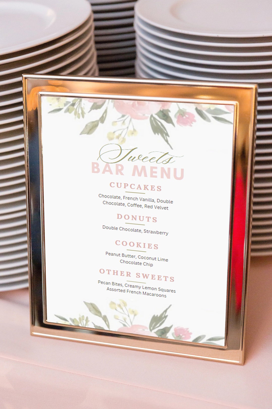 Floral Sweets Bar Menu Template With 3 Design Options | Printable ...