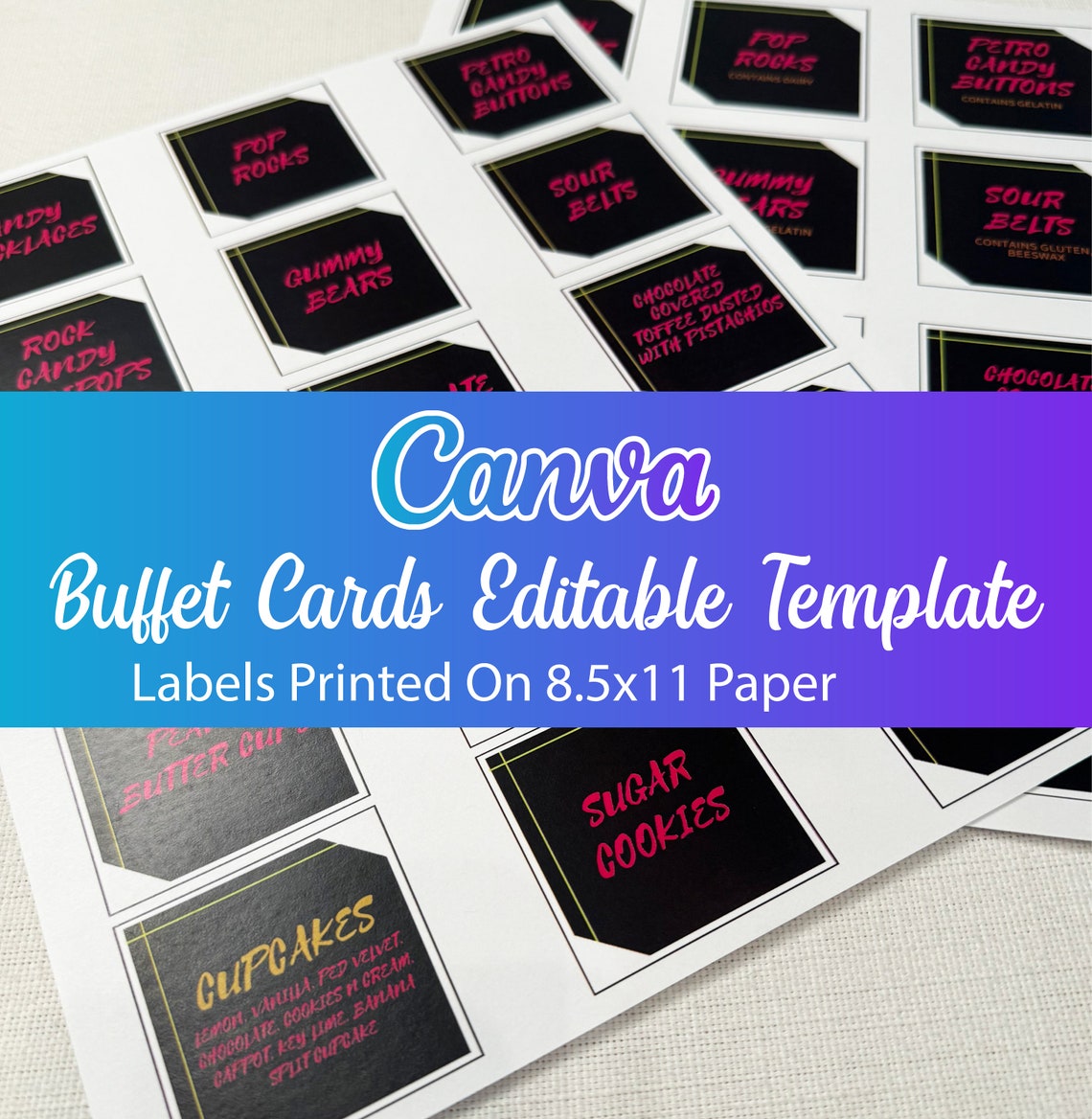 EDITABLE Glow Candy Card Labels Template | Candy Labels Printable ...