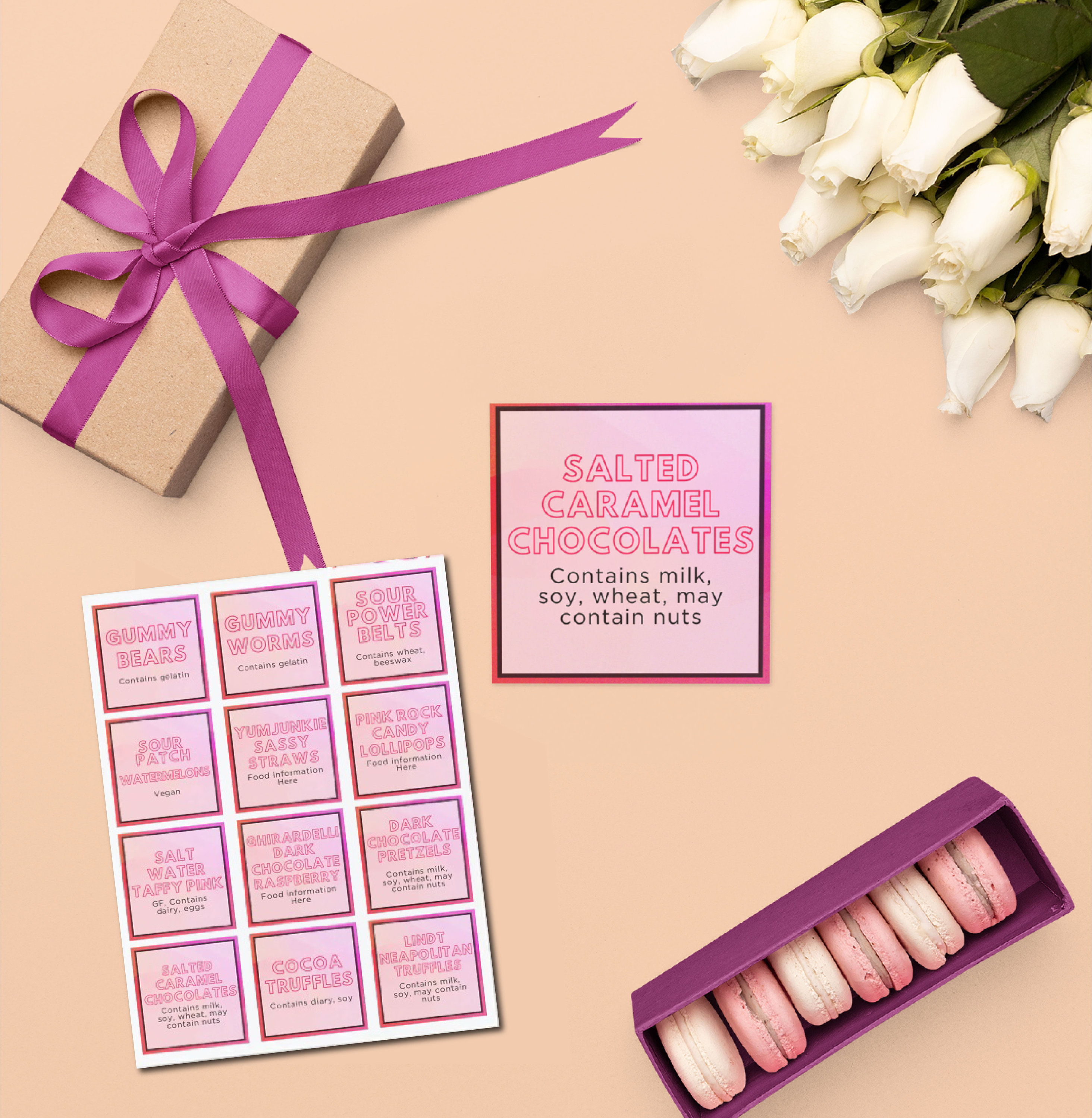 EDITABLE Candy Card Template | Candy Food Labels | M&J Mitzvah Buffet ...